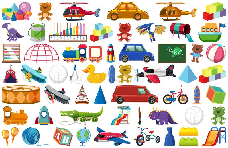 Set of Various Objects Cartoon Stock Vector - Illustration of transport ...