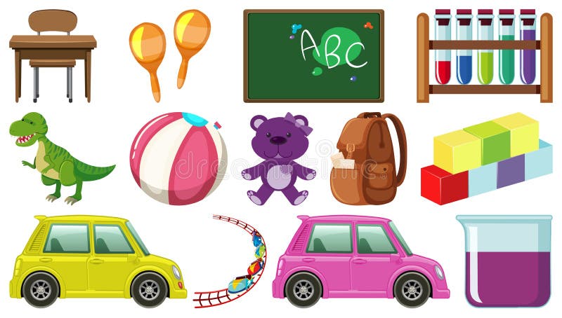 Set of Various Objects Cartoon Stock Vector - Illustration of border ...