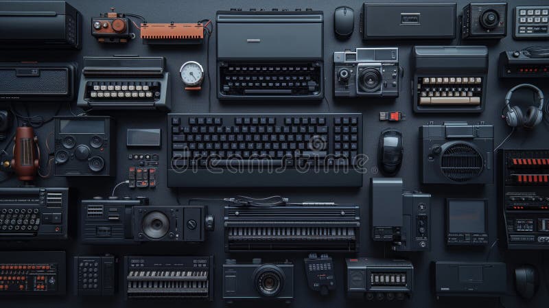 Set of Various Office Electronics Top View Stock Illustration ...