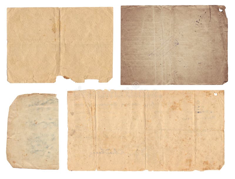 Set of Various Old Paper with Scratches and Stains Texture Isolated ...