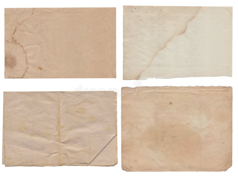 Set of Various Old Papers and Postcards with Scratches and Stains ...