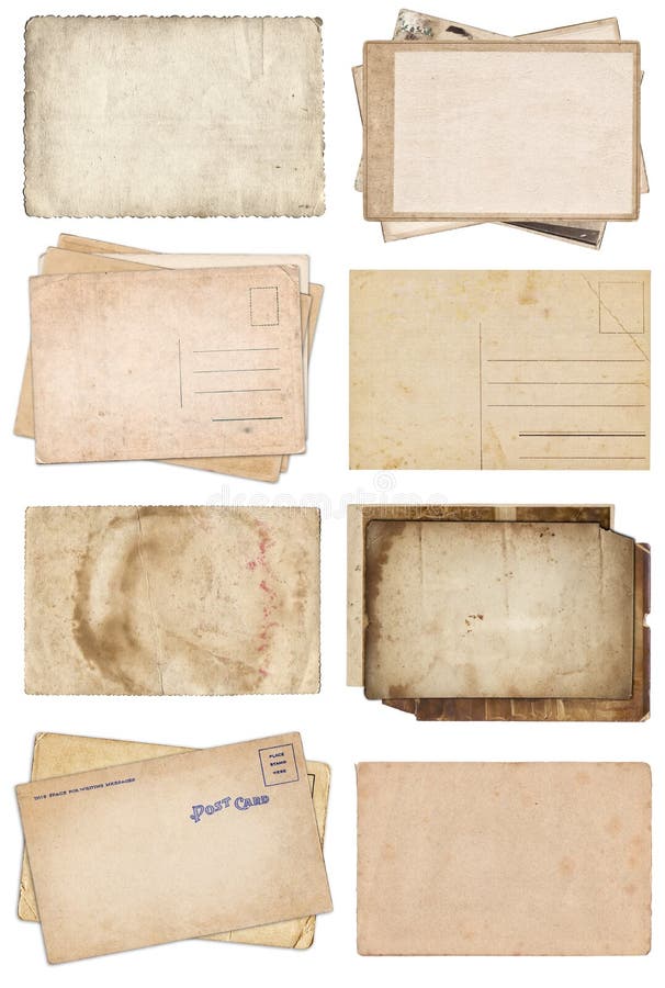 Set of Various Old Papers and Postcards with Scratches and Stains ...