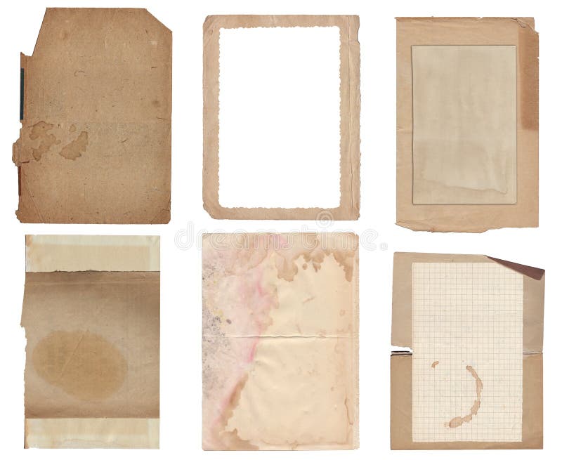 Set of Various Old Papers and Postcards with Scratches and Stains ...