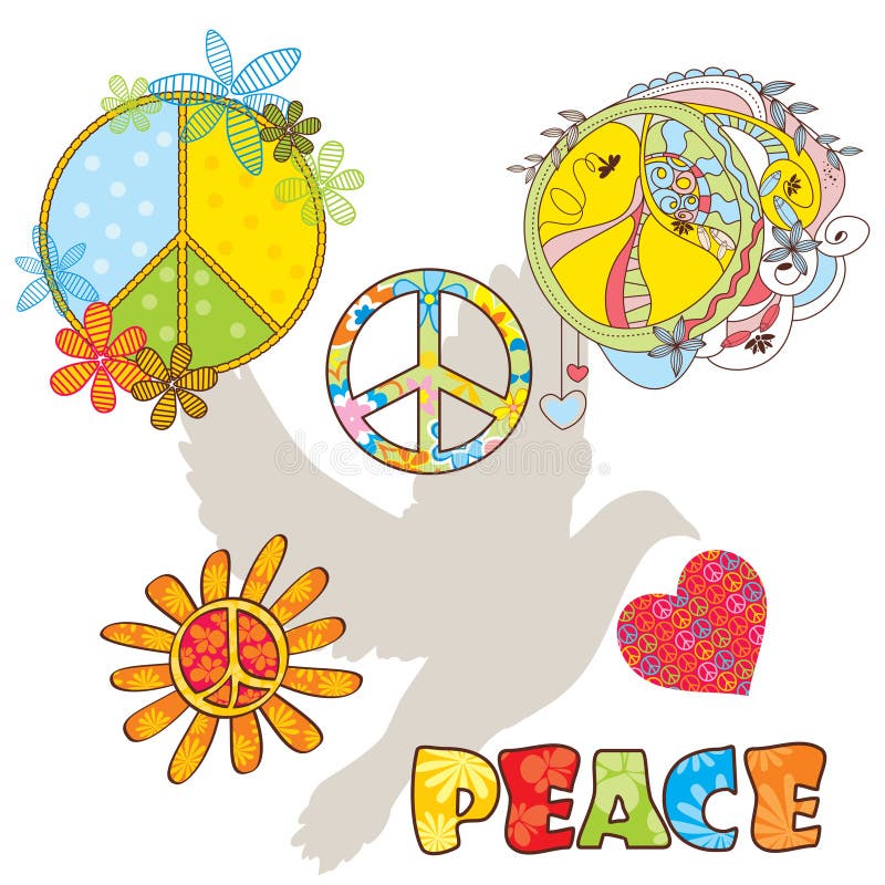 Set of Various Peace Symbols Stock Vector - Illustration of identity ...