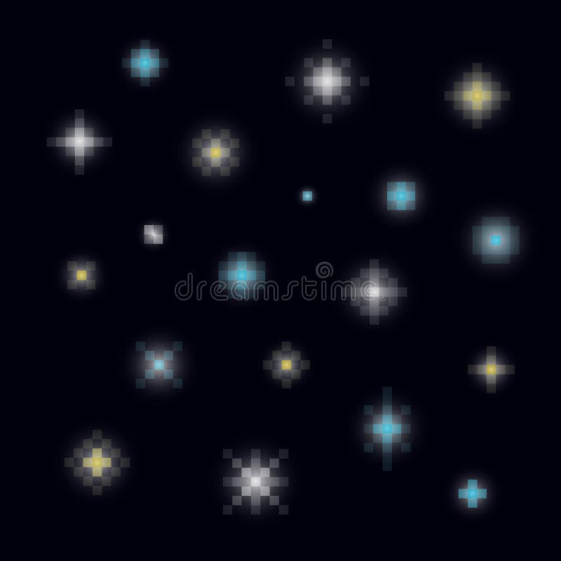 A Set of Various Pixel Art or 8-bit Style Night Stars Stock Vector ...