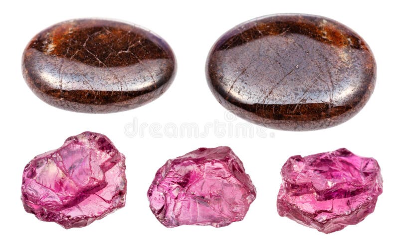 Set of Various Pyrope Garnet Gemstones Isolated Stock Image - Image of ...