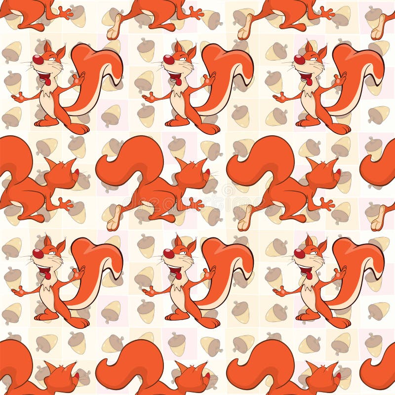 Background with Cute Squirrels. Seamless Pattern Stock Vector ...
