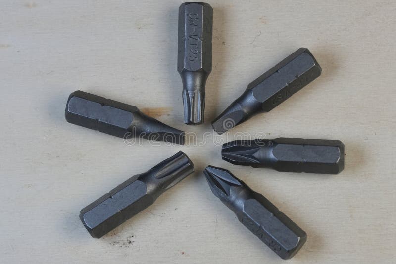 Set of Various Screwdriver Bits Arranged in a Circle Stock Photo ...