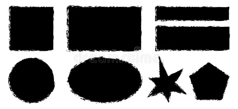 Set of Various Shapes with Jagged Edges Drawn with Brush. Pieces of ...