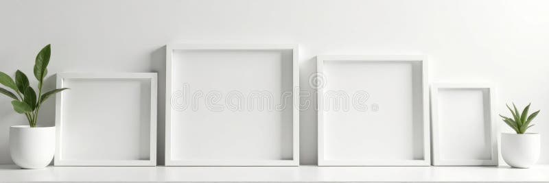 Set of Various Sizes of Plain White Picture Frames, Interior, Template ...