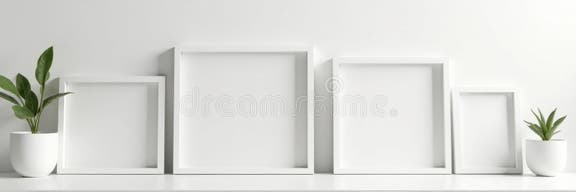 Set of Various Sizes of Plain White Picture Frames, Interior, Template ...