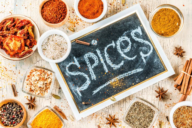 Set of various spices stock image. Image of seasoning - 113362673