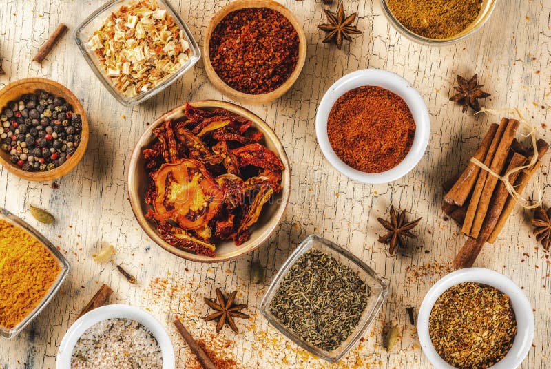 Set of various spices stock image. Image of powder, food - 113362751