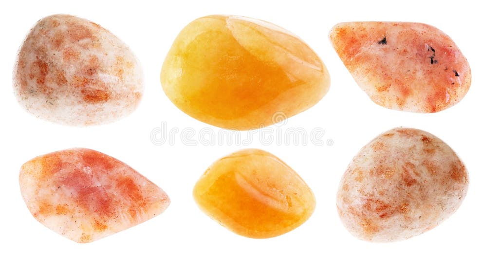 Set of Various Sunstone Gems Cutout on White Stock Photo - Image of ...