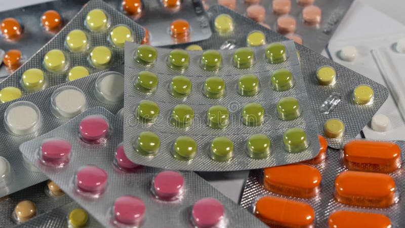 A Set of Various Tablets and Capsules in Blisters Stock Image - Image ...