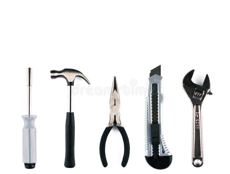 Set of Various Tools on White Background. Stock Photo - Image of ...