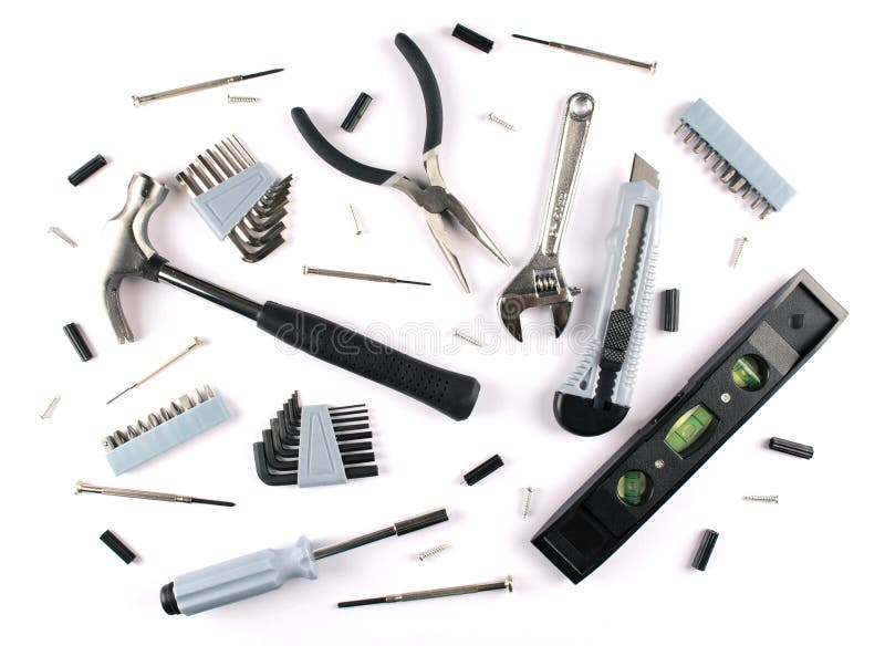 Set of Various Tools on White Background. Stock Photo - Image of ...