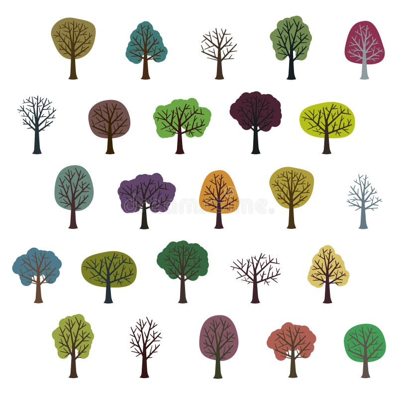 Set of various trees stock vector. Illustration of vector - 101181560