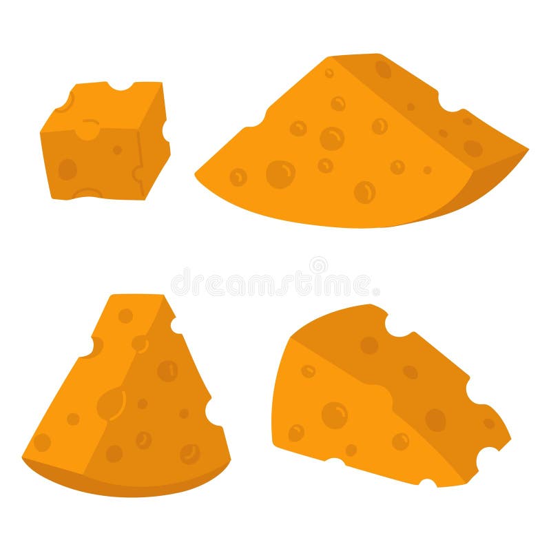 A Set of Various Triangular Slices of Yellow Cheese with Holes. a Flat ...