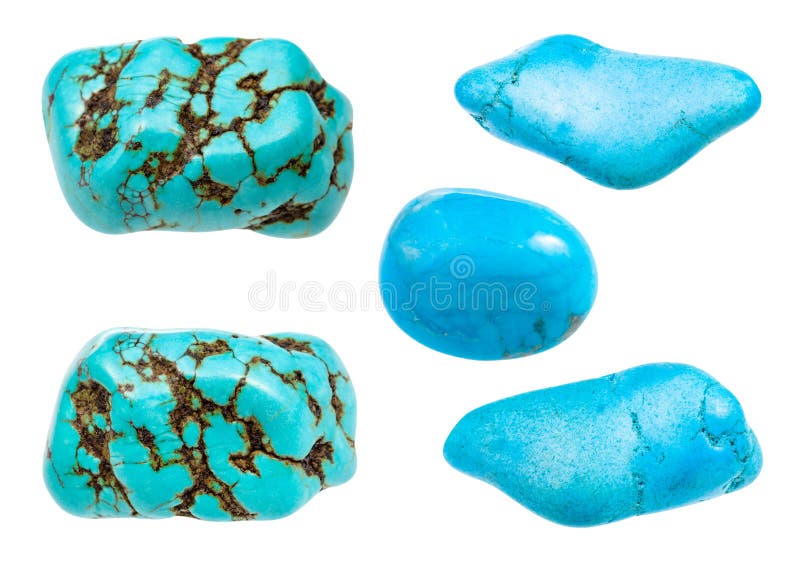 Set of Various Turquenite Gemstones Isolated Stock Photo - Image of ...
