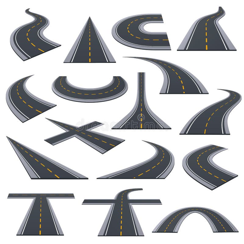 Set of Various Types of Asphalted Roads, Track, Highways, Turns. Stock ... Set of Various Types of Asphalted Roads, Track, Highways, Turns. Stock ...