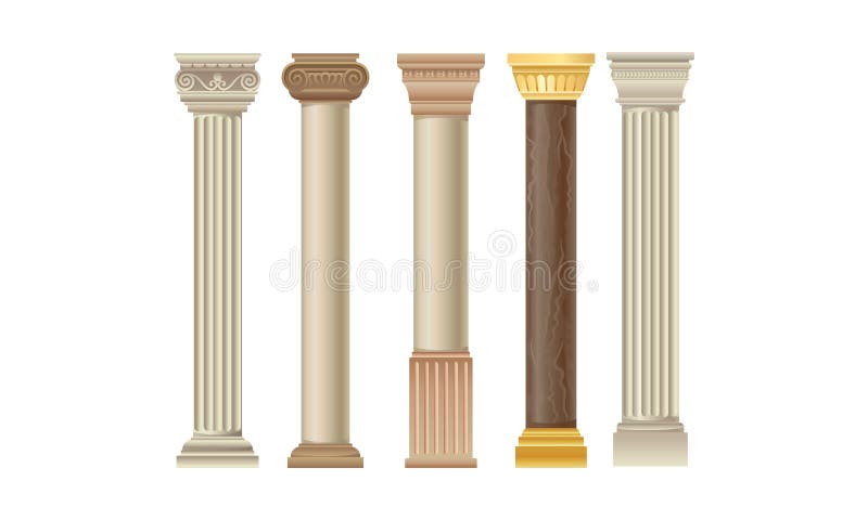 Set of Various Types of Different Columns Vector Illustration Stock ...