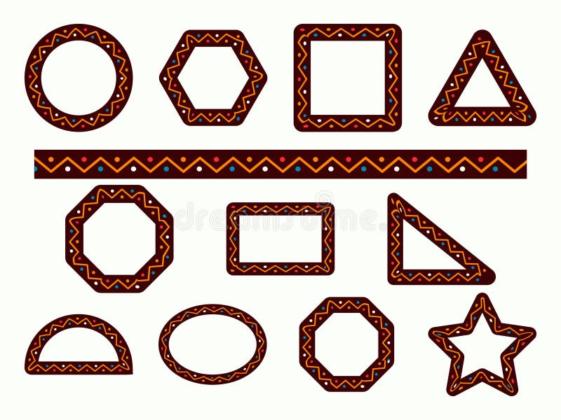 Set of Various Types of Tribal Frame Border Shape Stock Vector ...