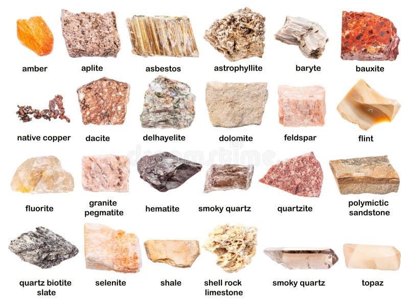Set of Various Gray Unpolished Minerals with Names Stock Photo - Image ... Set of Various Gray Unpolished Minerals with Names Stock Photo - Image ...