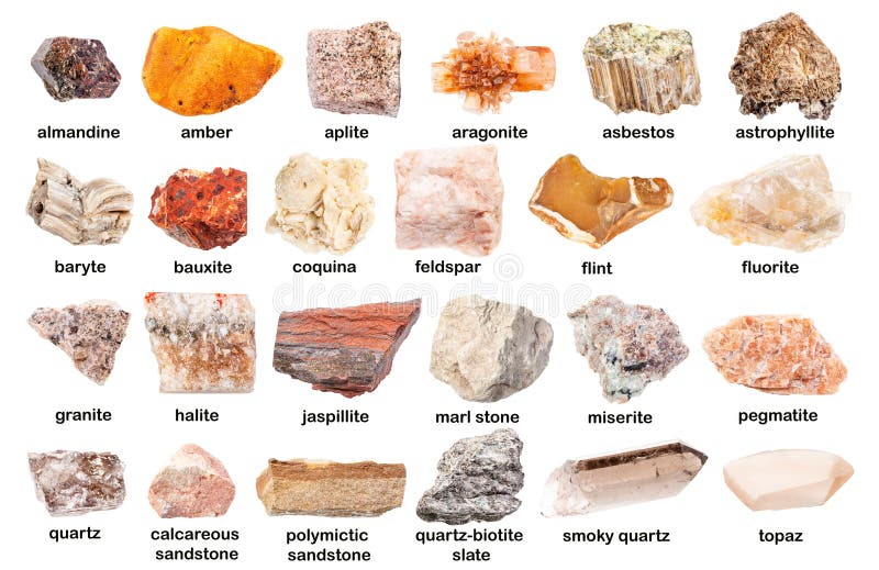 Set of Various Gray Unpolished Minerals with Names Stock Photo - Image ... Set of Various Gray Unpolished Minerals with Names Stock Photo - Image ...