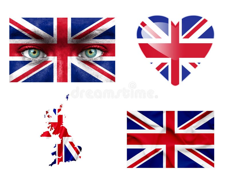 Set of Various United Kingdom Flags Stock Photo - Image of patriotic ...
