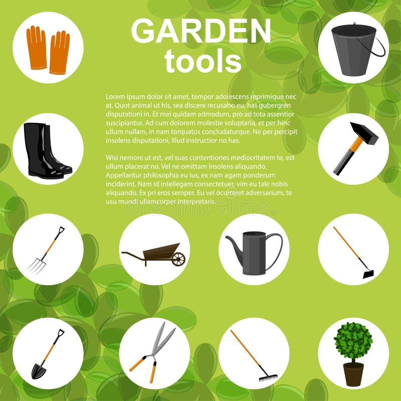 Set of Various Vector Gardening Items. Stock Vector - Illustration of ...