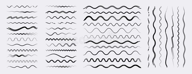 Set of Various Vector Wavy Line Dividers Stock Vector - Illustration of ...