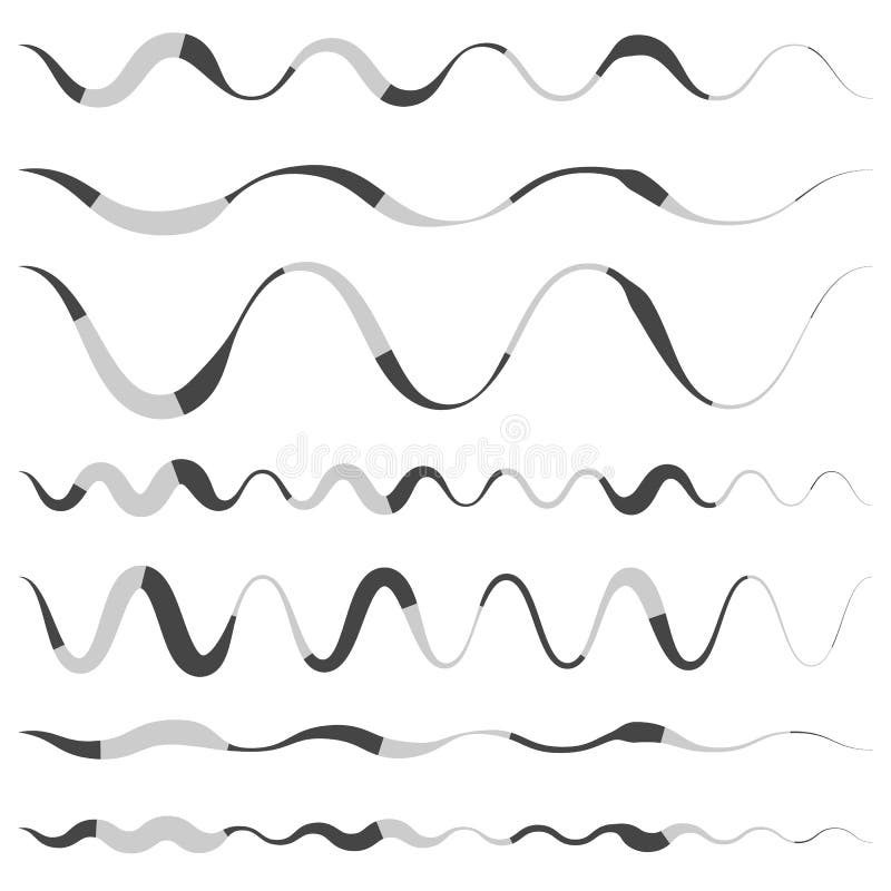 Set of Various Wavy, Curved Dashed Line, Stripe Elements Stock Vector - Illustration of curve ...