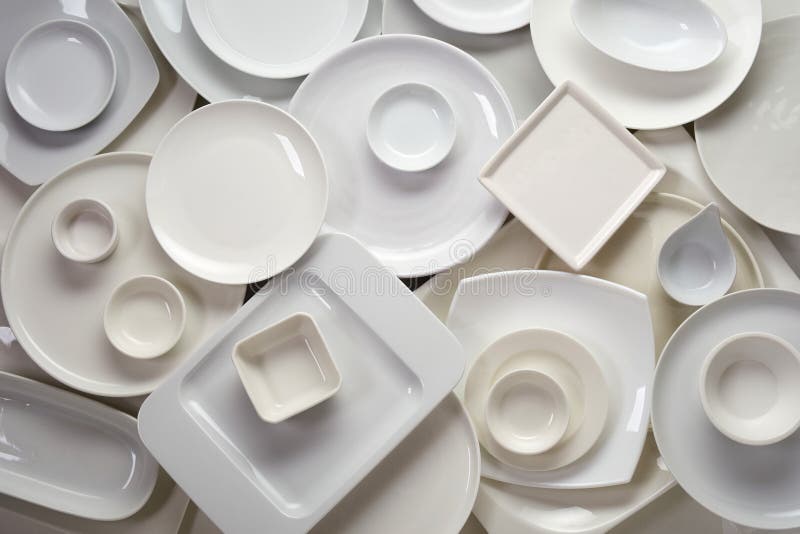Set of Various White Ceramic Dishware Stock Image - Image of kitchen ...
