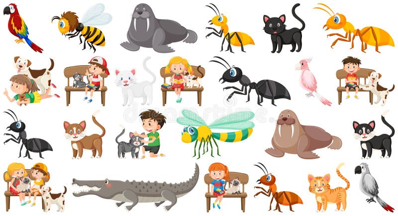 Set of Various Wild Animals in Cartoon Style Stock Vector ...