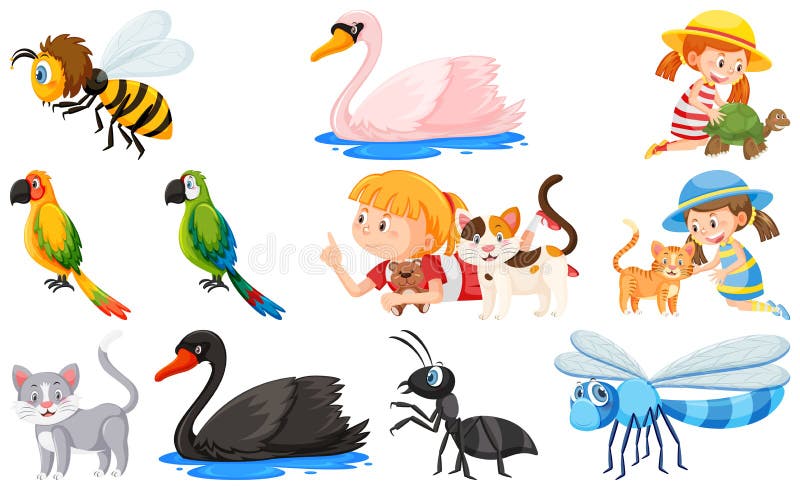 Set of Various Wild Animals in Cartoon Style Stock Vector ...