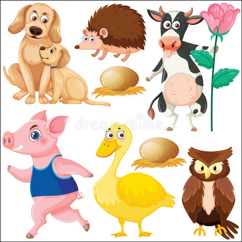 Set of Various Wild Animals in Cartoon Style Stock Vector ...