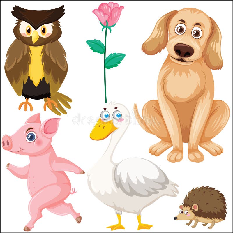 Set of Various Wild Animals in Cartoon Style Stock Vector ...
