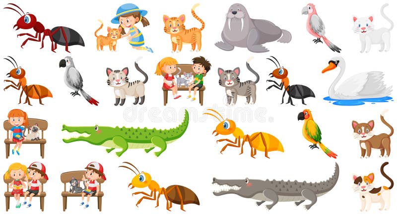 Set of Various Wild Animals in Cartoon Style Stock Vector ...