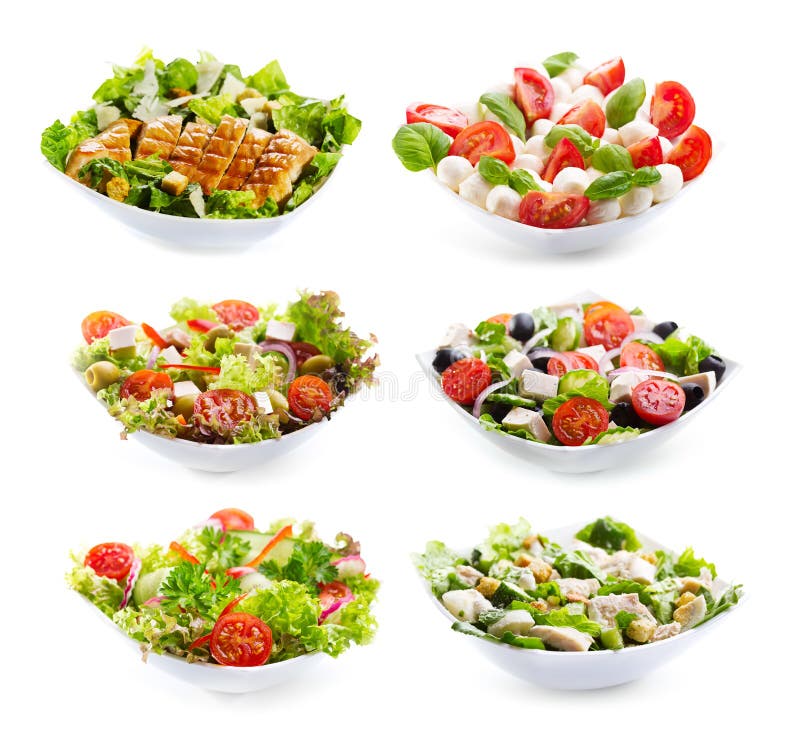 Healthy salads collage stock photo. Image of dinner, dieting - 7629664