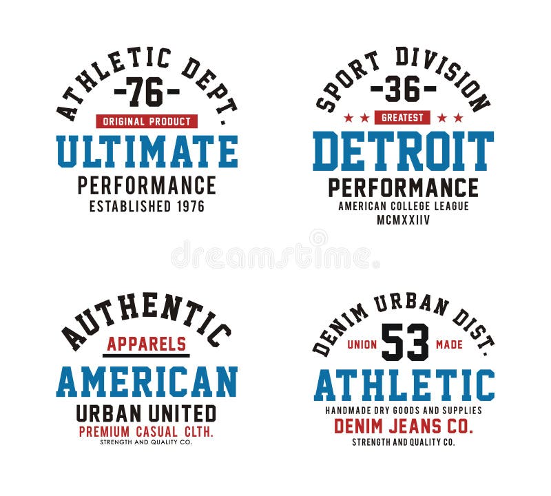 Set Varsity Sport T-shirt Emblem Stock Vector - Illustration of grunge ...