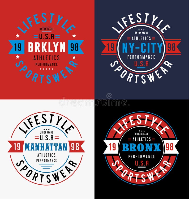 Set Varsity T-shirt Graphic Stock Vector - Illustration of design, city ...
