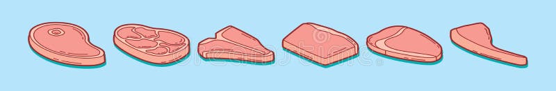 Set of Veal Cartoon Icon Design Template with Various Models. Vector ...