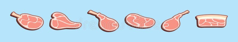 Set of Veal Cartoon Icon Design Template with Various Models. Vector ...