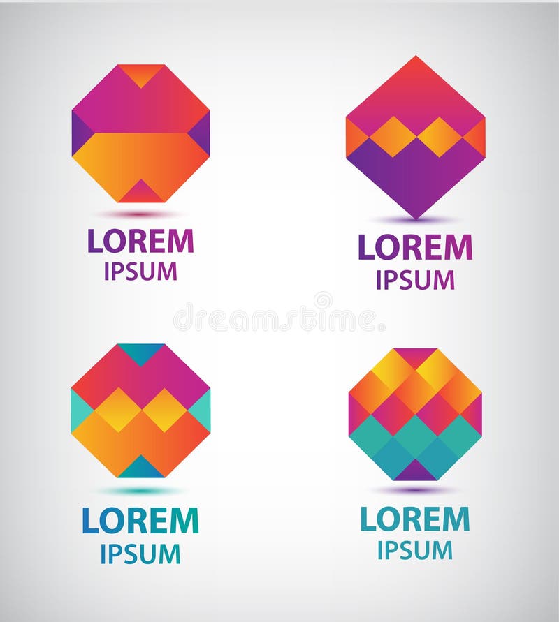Set of Vector Abstract Colorful Geometric Logos Stock Vector ...