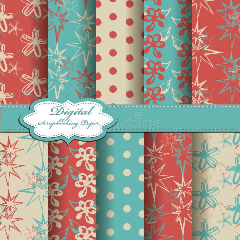 Set of Vector Abstract Flower Pattern. Scrapbook. Stock Vector ...