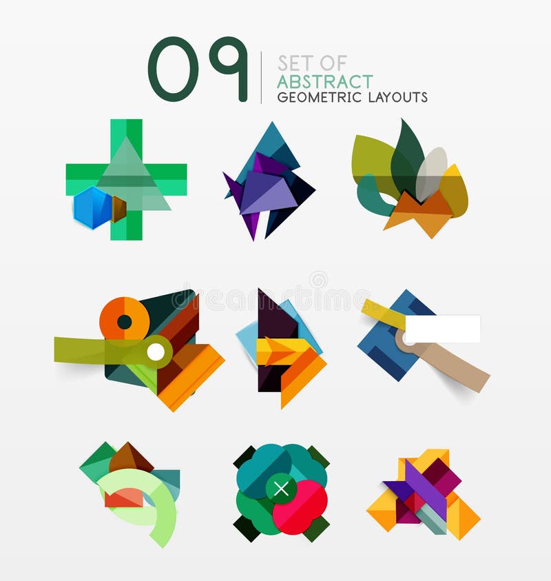 Set of Vector Abstract Geometric Layout Stock Vector - Illustration of ...