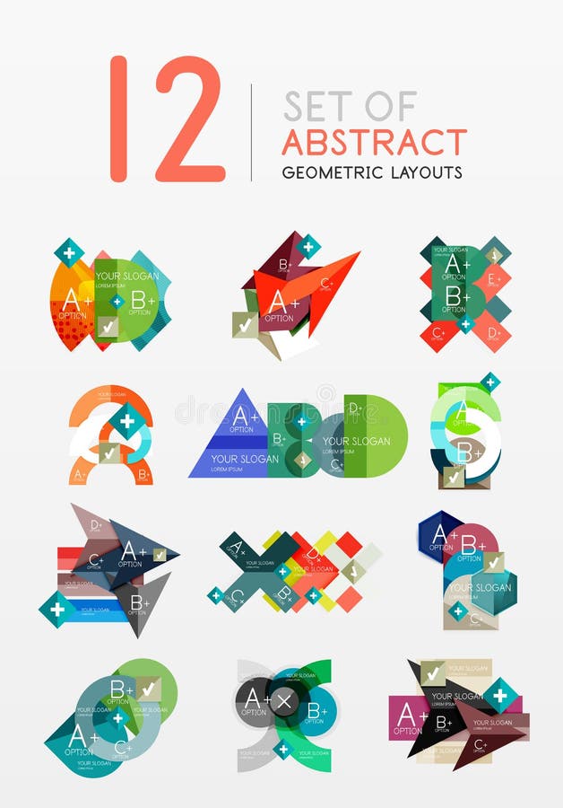 Set of Vector Abstract Geometric Layout Stock Vector - Illustration of ...