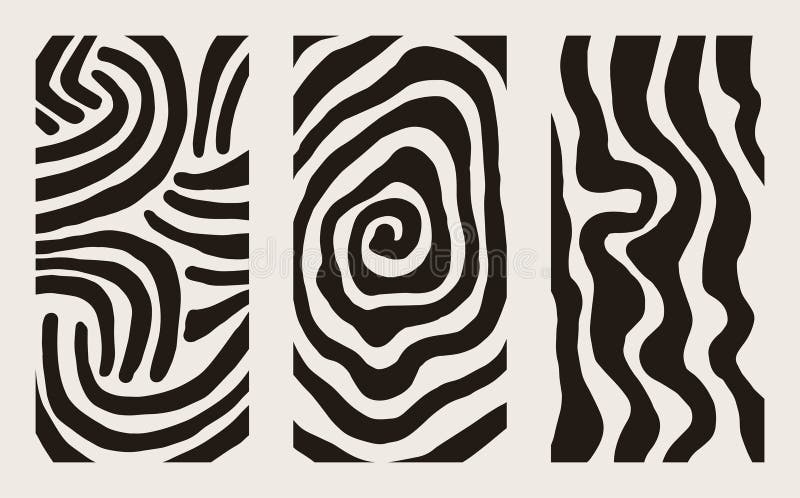 Set of Vector Abstract Hand-drawn Textures: Lines, Spiral, Waves. Stock ...