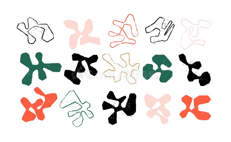 Set of Vector Abstract Objects, Unusual Shapes, Thin Line, Coral Polyps ...